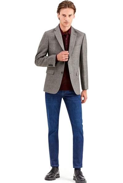 İmza Kazayağı Desen Comfort Fit Ceket