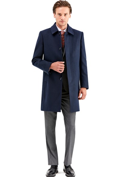 İmza Düz Desen Comfort Fit Palto