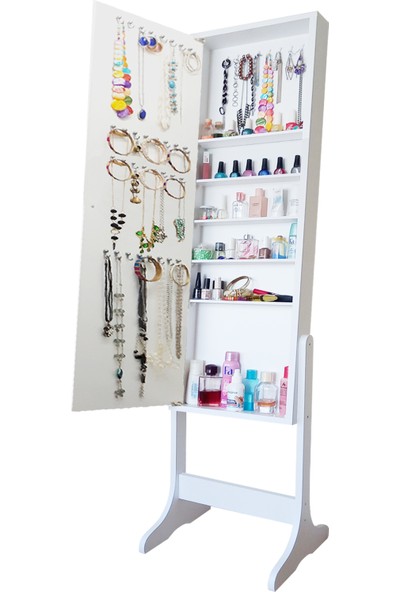 First Mobilya - Yıldız - Ayaklı-Demonte - Aynalı Takı ve Aksesuar Dolabı-BEYAZ/BEYAZ First Mobilya - Yıldız - Ayaklı-Demonte - Aynalı Takı ve Aksesuar Dolabı-BEYAZ/BEYAZ