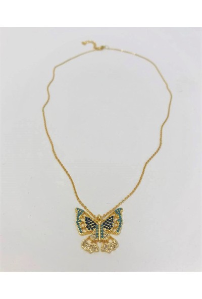 Perle Taş Detaylı Kelebek Kolye Perle Taş Detaylı Kelebek Kolye