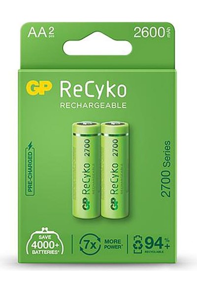 Gp Recyko Şarj Edilebilir Aa Kalem Pil 2'li