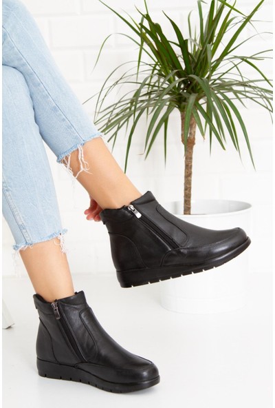 ARTI-ARTI032-2035HAKIKI Deri Kadın Ortopedik Fermuarlı Bot
