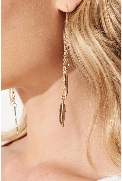 New Obsessions Sallantılı Zincirli Tüy Figürlü Küpe