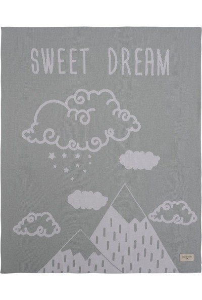 Merbasita Sweet Dream Mint-Beyaz Örgü Battaniye