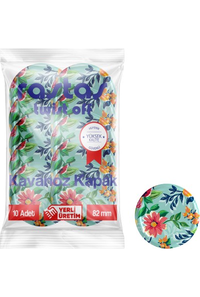 Rastaş Paketli Kavanoz Kapağı - Mavi Çiçekli- 82 mm. Rastaş Paketli Kavanoz Kapağı - Mavi Çiçekli- 82 mm.