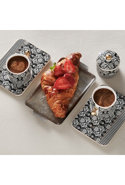 Karaca Queen Siyah 2 Kişilik Lokumluklu Kahve Fincanı Takımı 90 ml