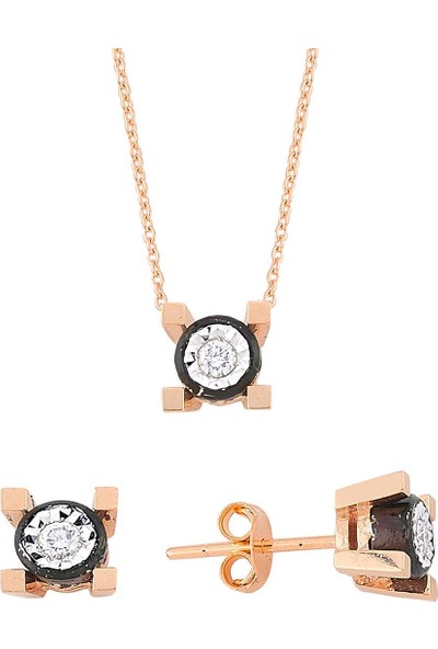 Zer Diamond Kolye & Küpeli Elmas Set