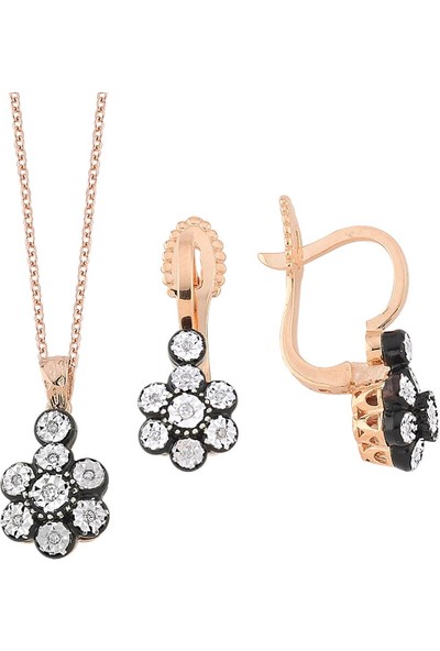 Zer Papatya Kolye & Küpeli Elmas Set