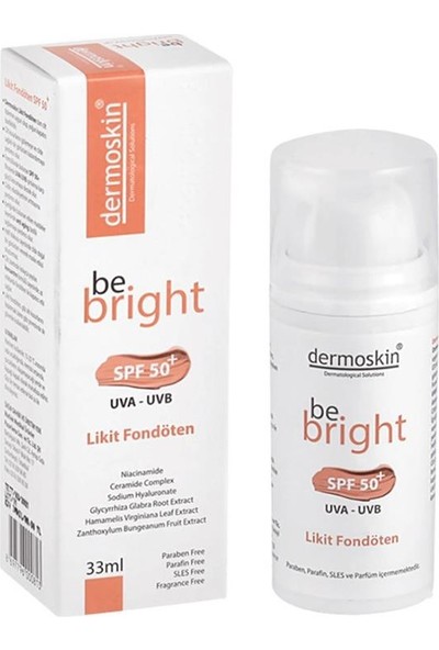 Dermoskin Be Bright SPF50+ Likit Fondöten 33 ml - Medium Dermoskin Be Bright SPF50+ Likit Fondöten 33 ml - Medium