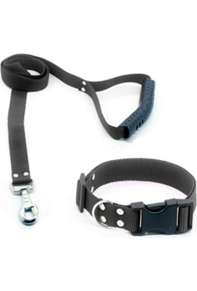 Farmena Köpek Tasması Kauçuk Saplı Köpek Gezdirme Tasması Siyah 2in1
