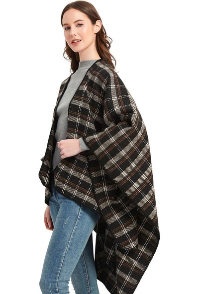 Wonderland Kadınlar Büyük Vintage Houndstooth Kaşmir Benzeri Panço (Yurt Dışından)