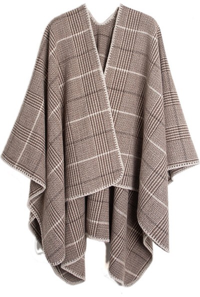 Wonderland Kadınlar Büyük Vintage Houndstooth Kaşmir Benzeri Panço (Yurt Dışından)