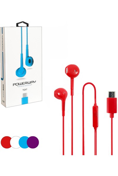 Powerway Kulakiçi Kulaklık Mikrofonlu Type-C 4 Renk Powerway Tgx-7