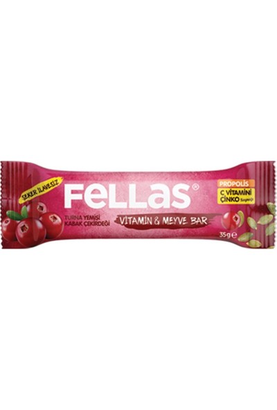 Fellas Vitaminli Meyve Bar - Turna Yemişi & Kabak Çekirdeği (35 G) Fellas Vitaminli Meyve Bar - Turna Yemişi & Kabak Çekirdeği (35 G)