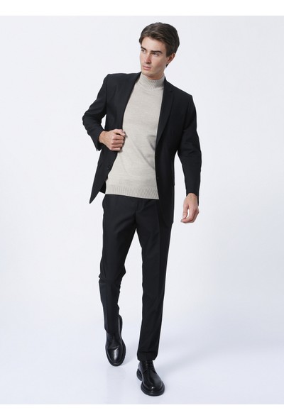 Fabrika Comfort Ceket Yaka Regular Fit Düz Siyah Erkek Takım Elbise Fabrika Comfort Ceket Yaka Regular Fit Düz Siyah Erkek Takım Elbise