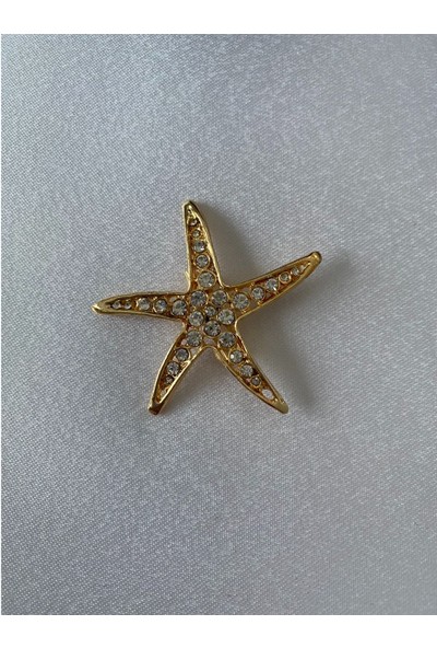 Hediyem Evime Yıldızlı Parlak Taşlı Broş Altın Renk Hediyem Evime Yıldızlı Parlak Taşlı Broş Altın Renk