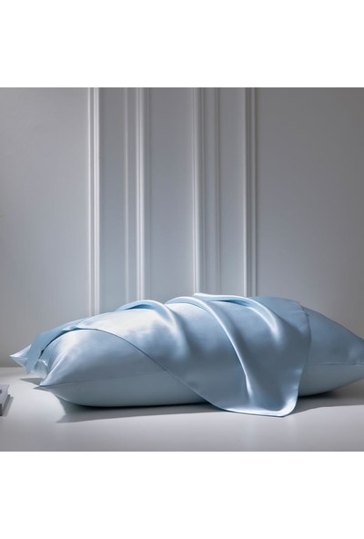 Pistore Açık Mavi İpek Saten Yastık Kılıfı 50 x 70 cm. 1 Adet