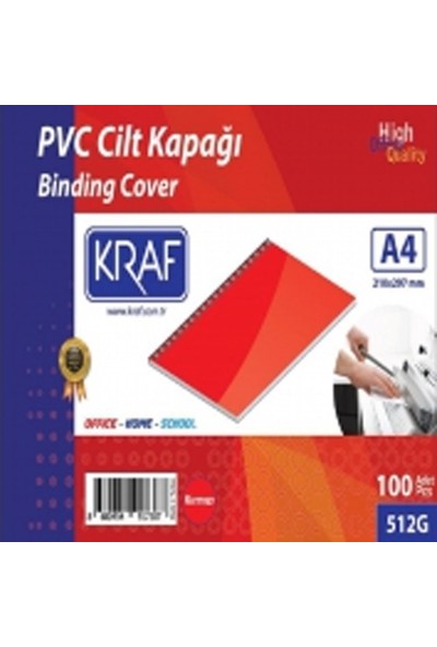 Kraf 100'LÜ Kırmızı Pvc Cilt Kapağı