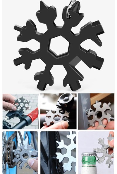 Sin@rasta Çok Amaçlı Alyan Tornavida Takımı Çelik Taşınabilir Kar Tanesi Anahtarlık Konserve Şişe Açıcı