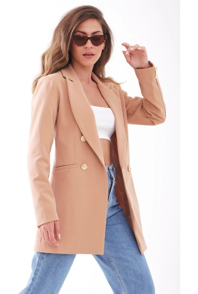 VprModa Omuzları Vatkalı Önü Çıtçıtlı Atlas Kumaş Kadın Blazer Ceket VprModa Omuzları Vatkalı Önü Çıtçıtlı Atlas Kumaş Kadın Blazer Ceket