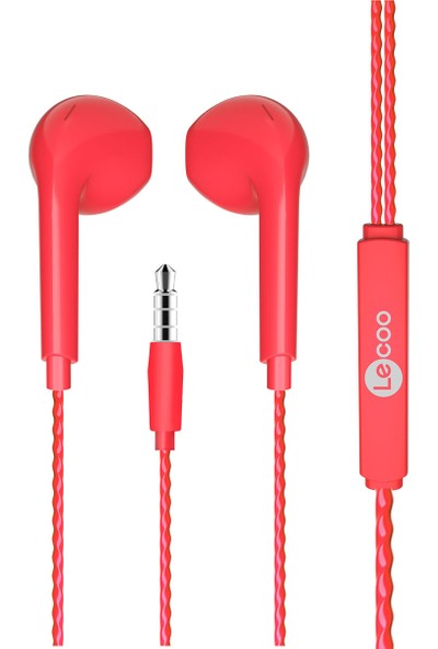 Lenovo Lecoo EH104 3.5mm Jacklı Kulak İçi Mikrofonlu Kulaklık Kırmızı
