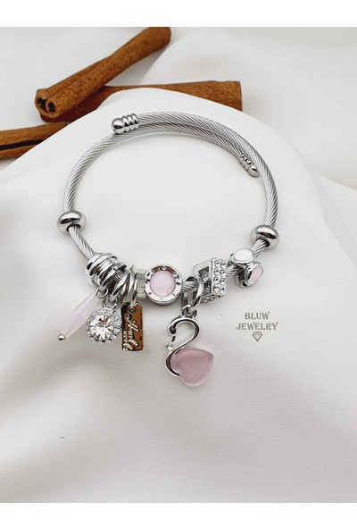 Bluw Jewelry Çelik Kuğu Charmlı Bileklik
