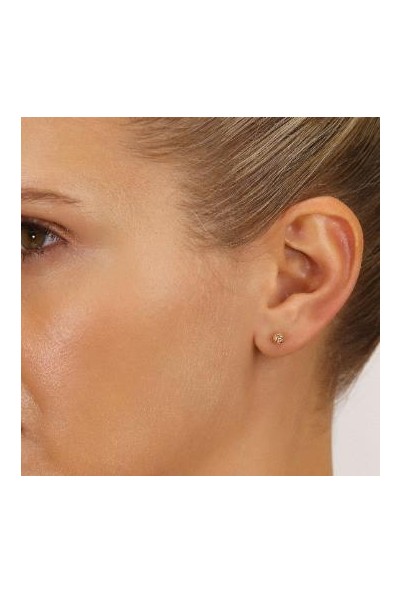 Ukba Gold 8 Ayar Altın Kalemli Top Küpe 4 mm