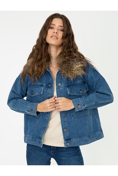 Pierre Cardin Koyu Mavi Oversize Denim Ceket 50248461-VR032