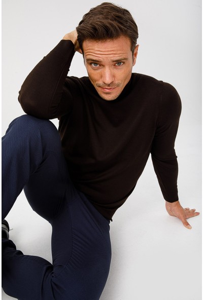 Desen Triko Erkek Basic Tam Balıkçı Ince Triko Kazak K.kahve Desen Triko Erkek Basic Tam Balıkçı Ince Triko Kazak K.kahve