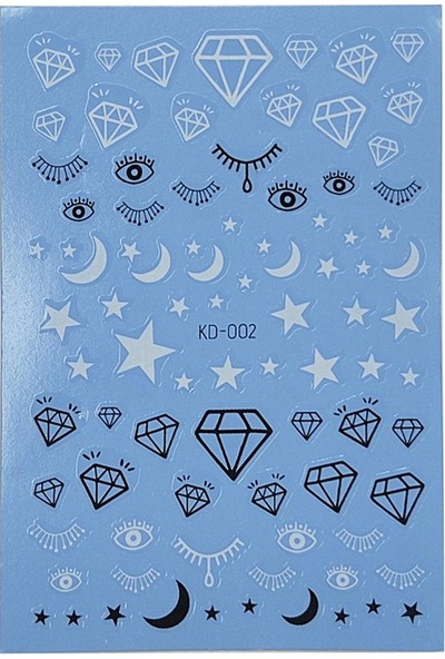 Flash Tattoos Flash TattoosFlash Tattoos Beyaz Ay-Yıldız Kirpik ve Elmas Desenli Su Transferli Nail Art Süsü-Tırnak Decal Sticker Flash Tattoos Flash TattoosFlash Tattoos Beyaz Ay-Yıldız Kirpik ve Elmas Desenli Su Transferli Nail Art Süsü-Tırnak Decal Sticker