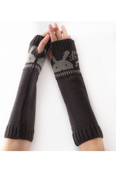 Puni Kadın Örme Yün Kışlık Uzun Yarım Parmaklı Eldivenler (Yurt Dışından) (Yurt Dışından)