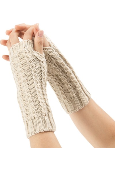 Puni Kadın Örme Yün Kışlık Yarım Parmaklı Eldivenler (Yurt Dışından) (Yurt Dışından)