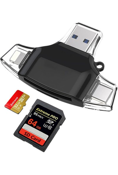 Daytona HC06 Lightning USB Type-C Micro To Sd Tf Kart Okuyucu Çevirici Hub Adapter Daytona HC06 Lightning USB Type-C Micro To Sd Tf Kart Okuyucu Çevirici Hub Adapter
