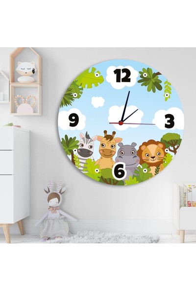 Duvar Saati Hayvan Figürlü Çocuk Odası 27 x 36 cm