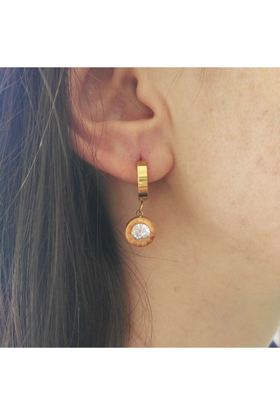 Peri Takı Rondela, Zirkon Taşlı Çelik Küpe Peri Takı Rondela, Zirkon Taşlı Çelik Küpe