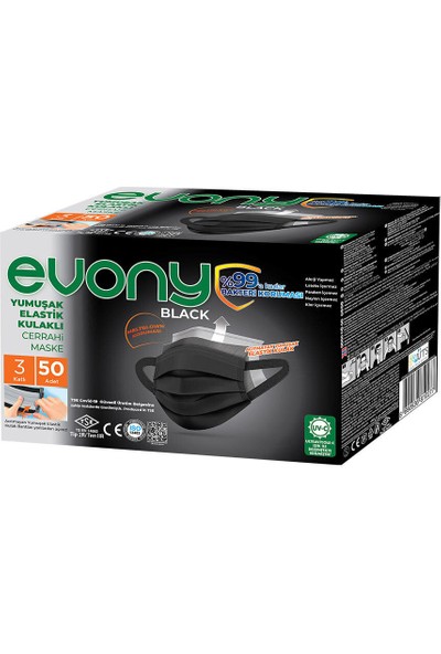 EVONY Evonyy Siyah Maske 1 Kutu 50 Adet