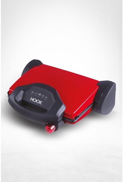 Hook Elektrikli Izgara ve Tost Makinesi Teflon Kırmızı 2000W