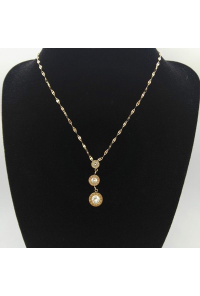 Peri Takı Çelik Üçlü Roma Rakamlı Rondela Zirkon Taşlı Kolye Peri Takı Çelik Üçlü Roma Rakamlı Rondela Zirkon Taşlı Kolye