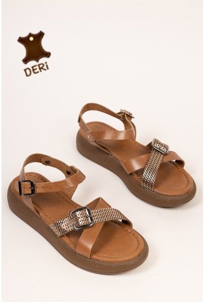 Usludan Celine Taba Deri Sandalet US10743