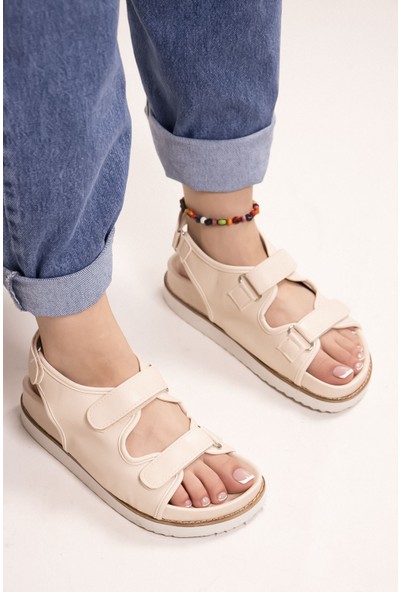 Usludan Silvia Krem Toka Detaylı Sandalet US10598