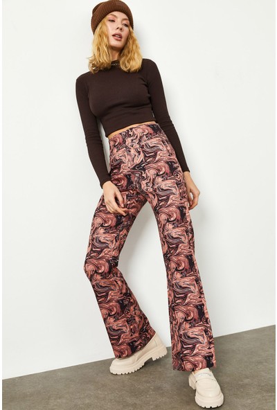 Xhan Gül Kurusu Batik Desen Yüksek Bel Ispanyol Paça Pantolon 2KXK5-45734-65 Xhan Gül Kurusu Batik Desen Yüksek Bel Ispanyol Paça Pantolon 2KXK5-45734-65