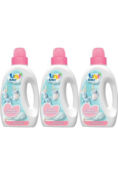 Uni Baby Çamaşır Yumuşatıcı 1500ML Hassas Ciltler Için/hipoalerjenik (Pembe) (3 Lü Set)