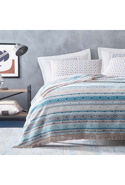 Yataş Bedding Lina Çift Kişilik Pamuk Battaniye - Mavi