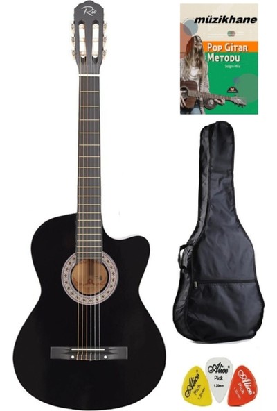 Rio 4/4 Tamboy Kesik Kasa Siyah Klasik Gitar - Metot - Kılıf - Pena Rio 4/4 Tamboy Kesik Kasa Siyah Klasik Gitar - Metot - Kılıf - Pena