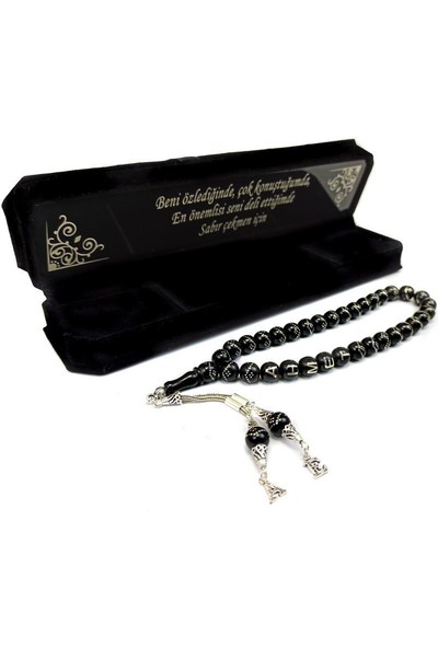 Kalemhane Isme Özel Gümüş Oltu Taşı Tesbih Kalemhane Isme Özel Gümüş Oltu Taşı Tesbih