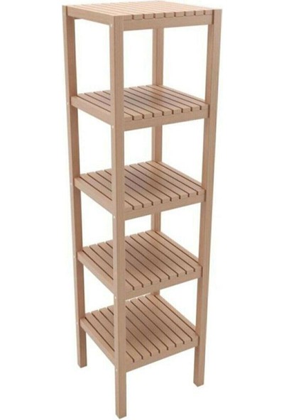 Severale Ahşap Izgaralı 5 Raflı Banyo Rafı