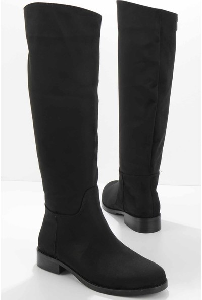 Bambi Siyah Süet Kadın Çizme K03527282602