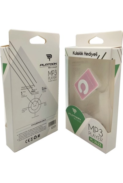 Platoon PL-2423 Mini Mp3 Çalar + Kulaklık + Şarj Kablosu Platoon PL-2423 Mini Mp3 Çalar + Kulaklık + Şarj Kablosu