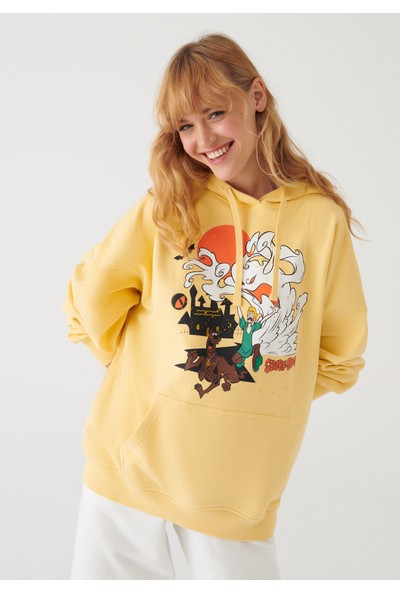 Mavi Kadın Scooby Doo Baskılı Kapüşonlu Sarı Sweatshirt 1610237-71208