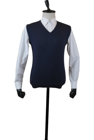 Lacivert Düz Desen Süeter Triko